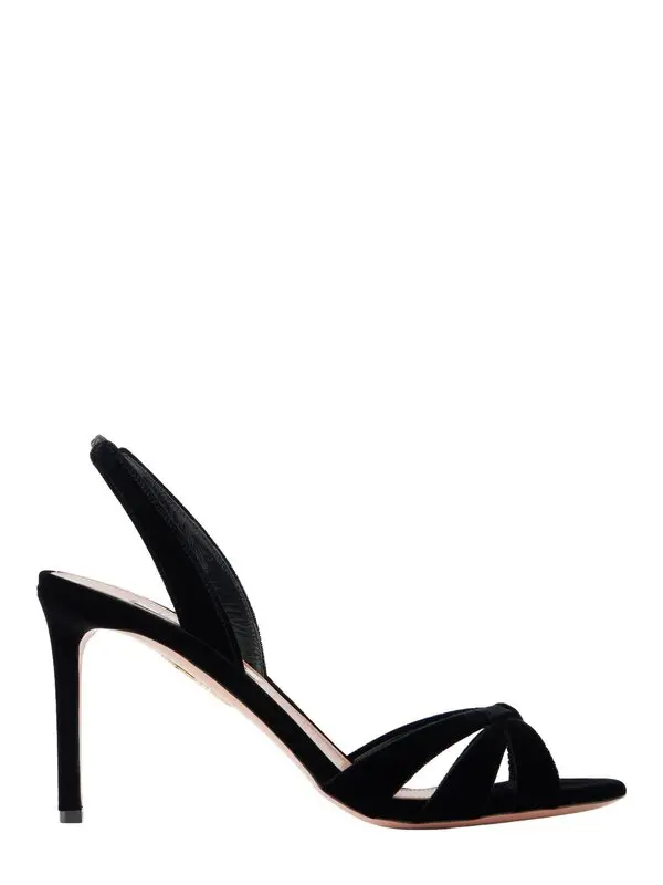 AQUAZZURA Tati 85 Velvet Sandals - Black