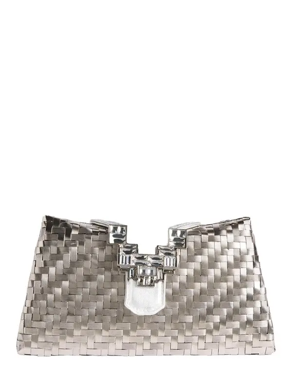 Rodo Woven Embellished Clutch Bag - Silver