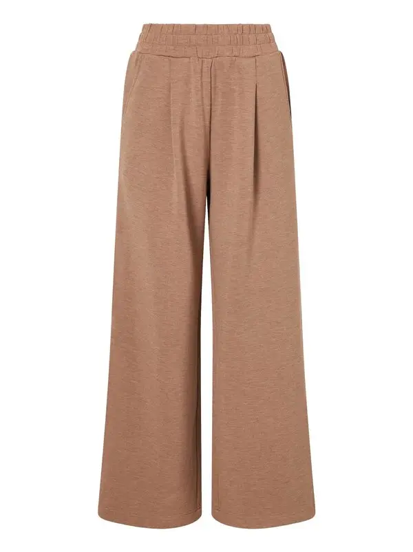 Varley The Extra Wide Leg Pleated Jersey Pants - Brown