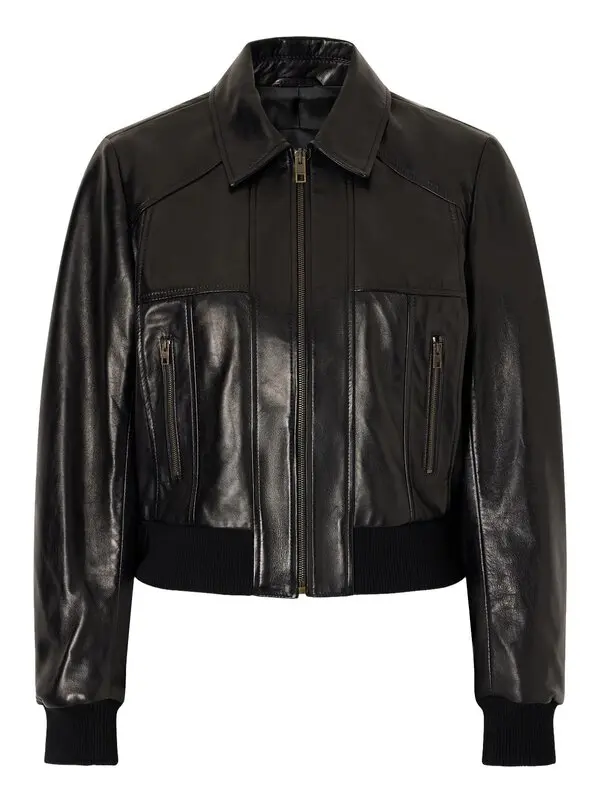 NILI LOTAN Sue Leather Jacket - Black