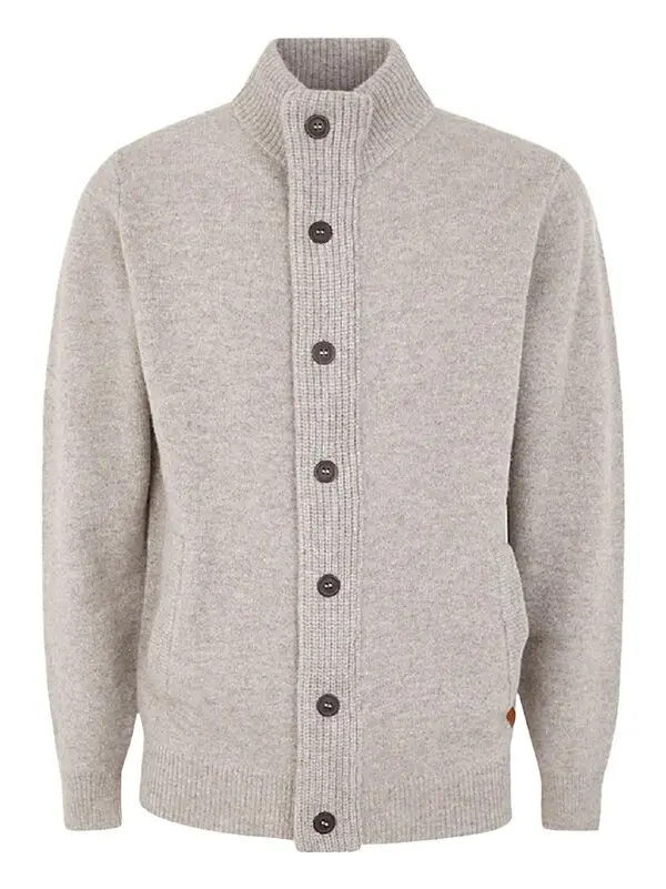 Barbour High-neck Button-up Cardigan - Grey