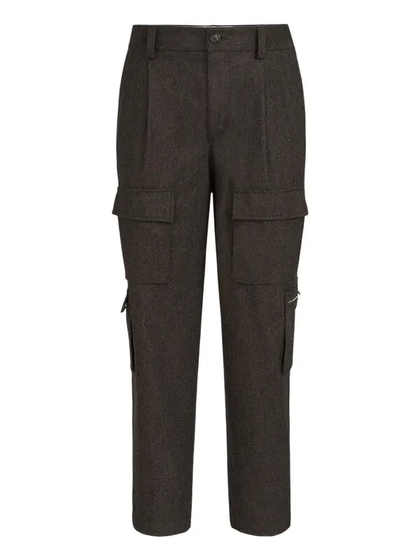 Brunello Cucinelli Virgin Wool Cargo Trousers - Brown