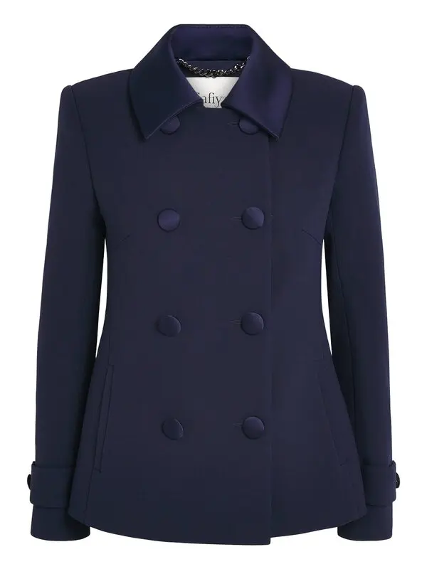 Safiyaa Double-breasted Blazer - Navy