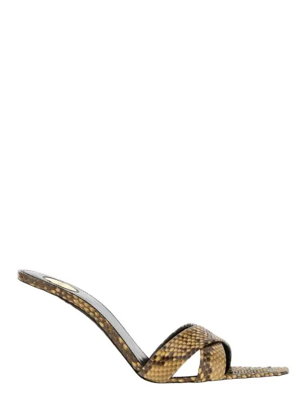 Saint Laurent Opyum Logo Heel Sandals - Brown