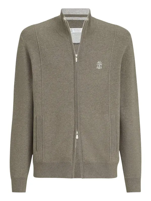 Brunello Cucinelli Cashmere-blend Zip-up Cardigan - Green