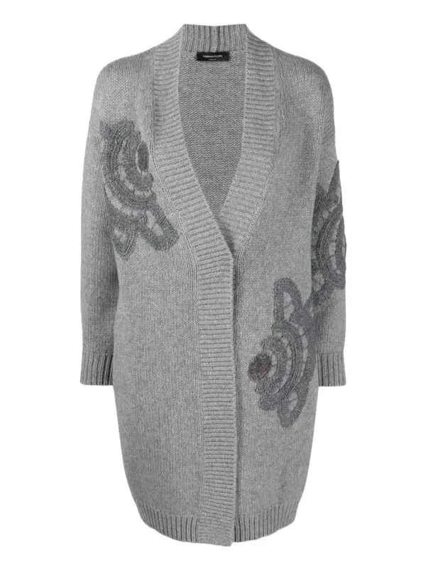 Fabiana Filippi Ribbed V-neck Knit Top - Gray