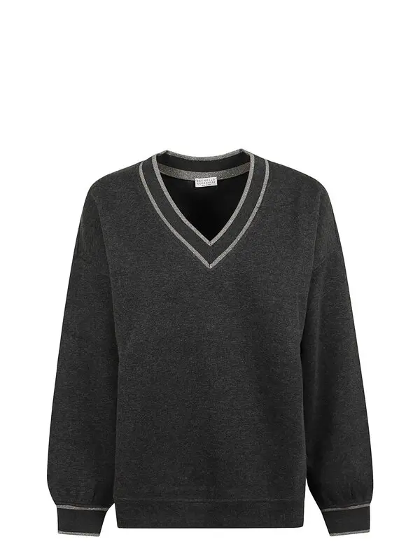 Brunello Cucinelli V-neck Sweatshirt - Anthracite