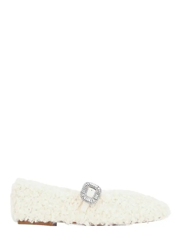 ROGER VIVIER Pilgrim Strass Mary Jane Flat Shoes - White