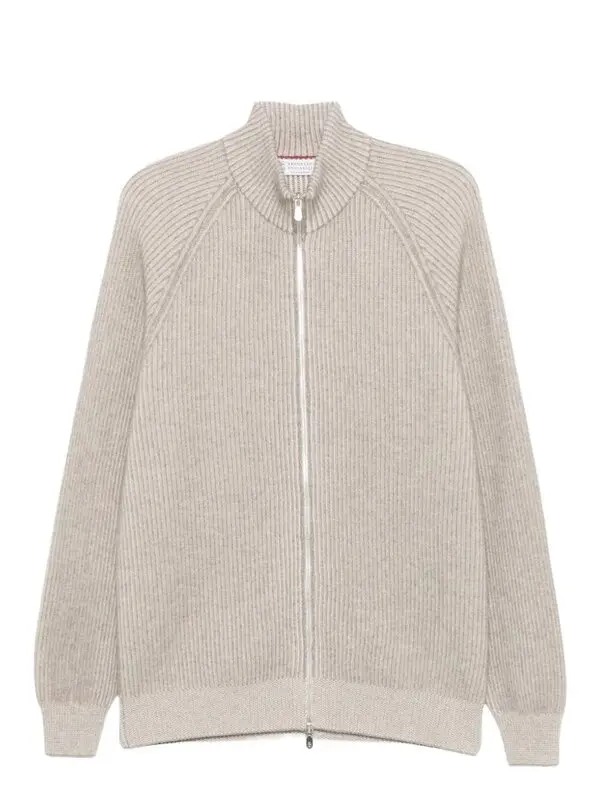Brunello Cucinelli Ribbed-knit Cashmere Cardigan - Light Brown