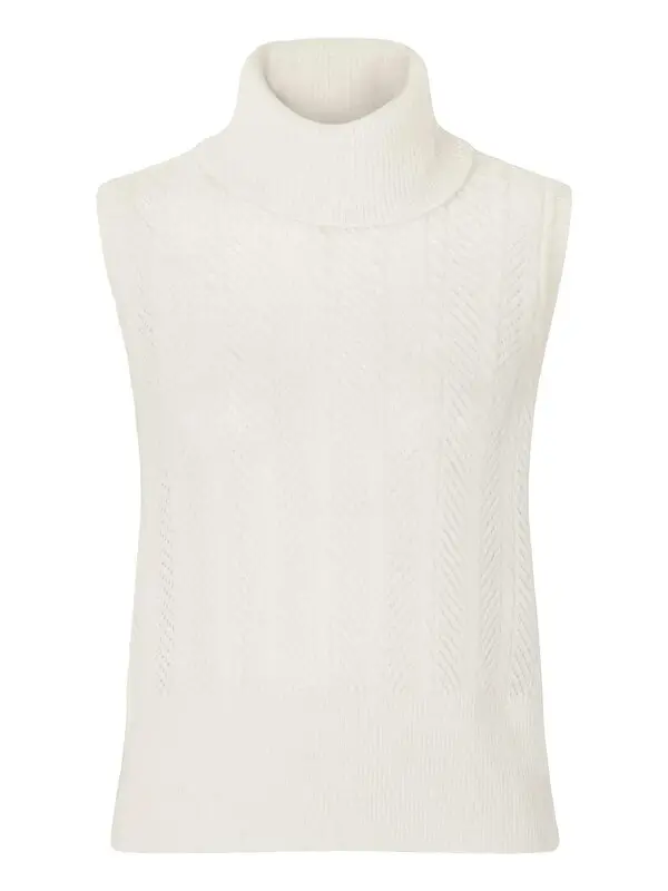 Veronica Beard Mazzy Cashmere Turtleneck Sweater Vest - Ivory