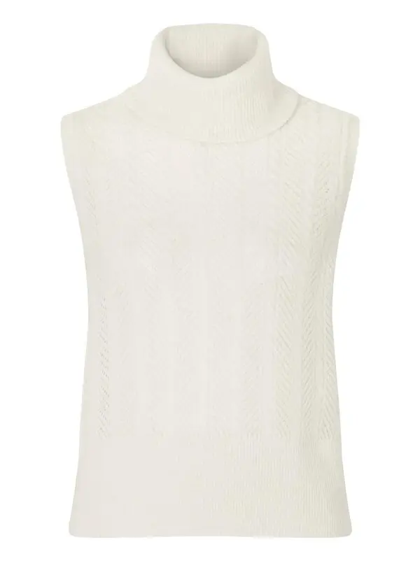Veronica Beard Mazzy Cashmere Turtleneck Sweater Vest - Neutrals
