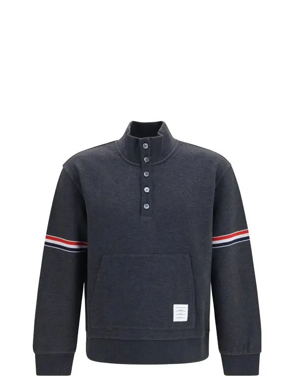 Thom Browne Buttoned High-neck Sweatshirt - Grey