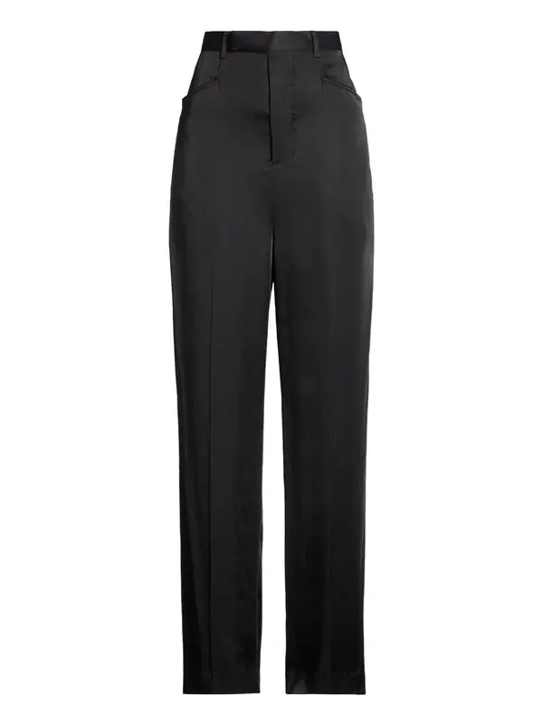 Rick Owens Solid Color Smooth Wide-leg Pants - Black