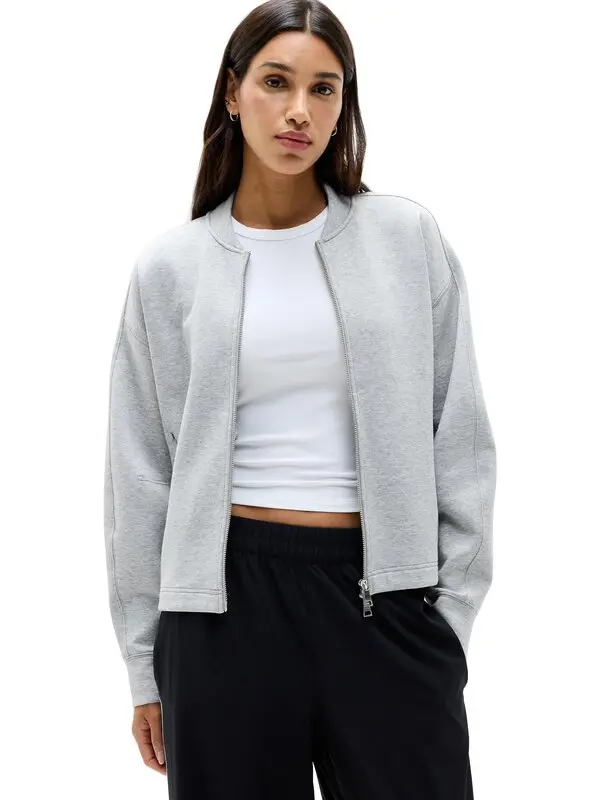 Athleta Form Knit Bomber Sweatshirt - Grey