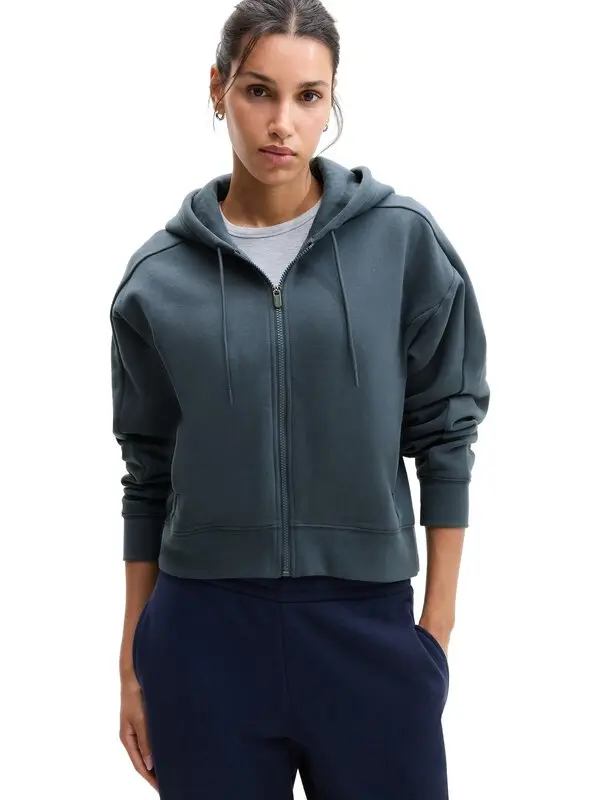 Athleta Forever Fleece Classic Full Zip Sweatshirt - Nightfall