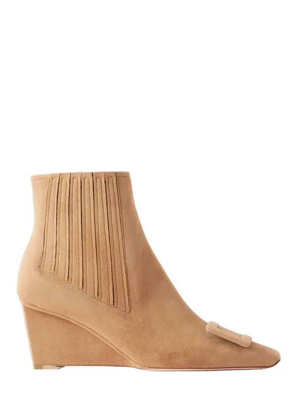 ROGER VIVIER Belle Vivier 60 Suede Ankle Boots - Camel