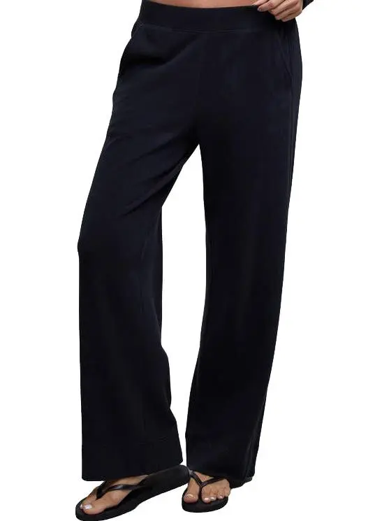 Barefoot Dreams Brushed Fleece Wide Leg Pants - Black