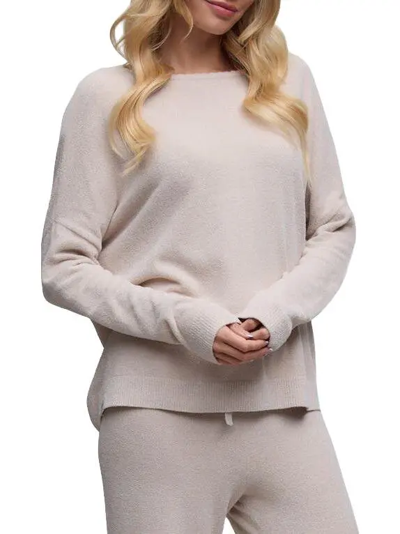 Barefoot Dreams Scallop Slouchy Pullover - Stone