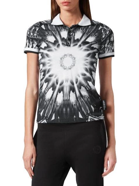 PLEIN SPORT Polo Shirt Optical Flower - Black