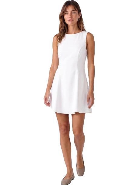 Koton Sleeveless Crew Neck Flare Mini Dress - Ecru