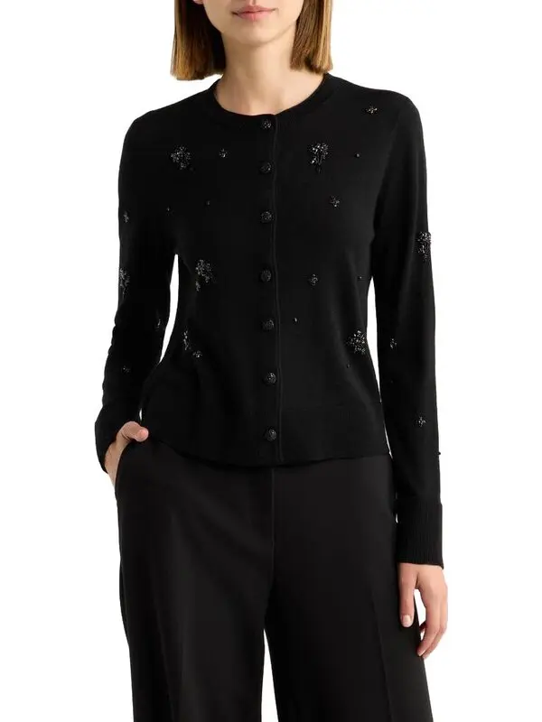 Kobi Halperin Esme Embellished Wool Cardigan - Black