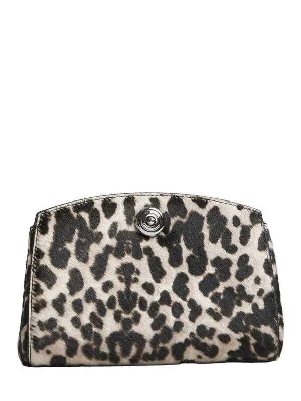 LIFFNER Pushlock Haircalf Clutch Bag - Leopard/silver