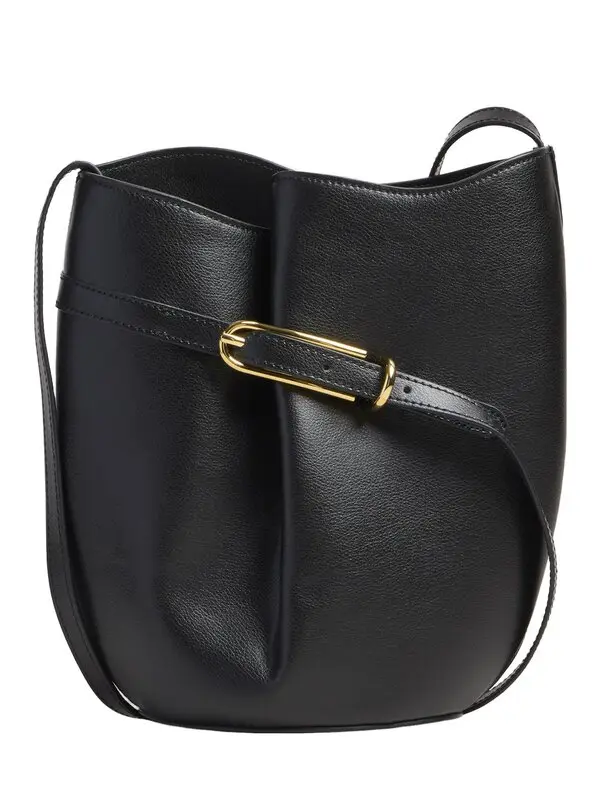 LIFFNER Belted Leather Bucket Bag - Black/gold