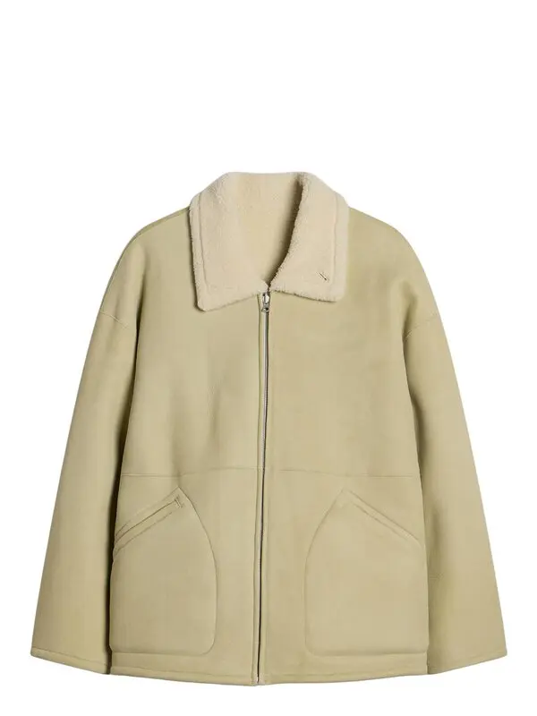 Auralee Shearling Zip Blouson - Ivory Lime