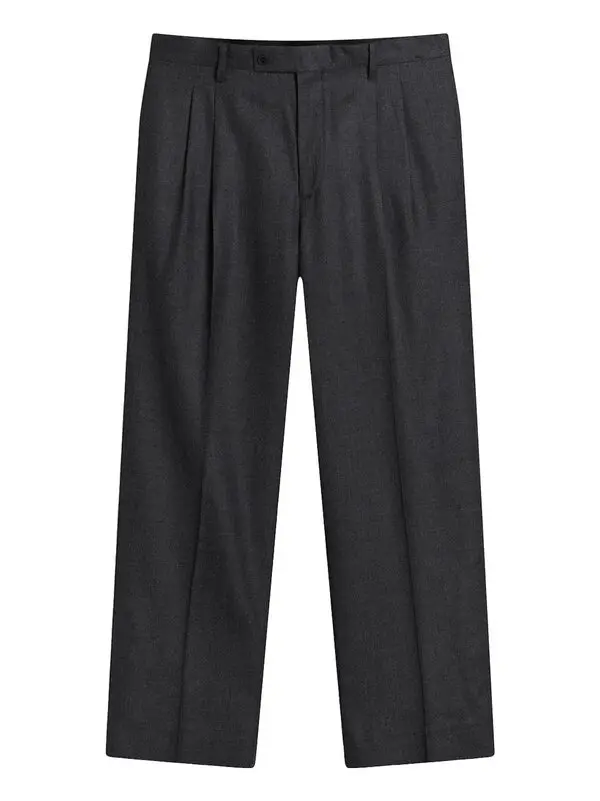 Auralee Light Wool Pleated Trousers - Top Charcoal