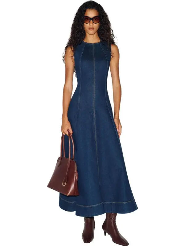 REFORMATION Cecilia Denim Midi Dress - Blue