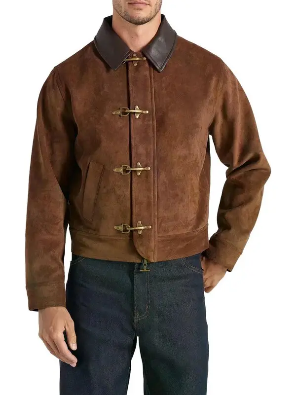 Manière De Voir Nino Clasp-detail Contrast-stitch Jacket - Brown
