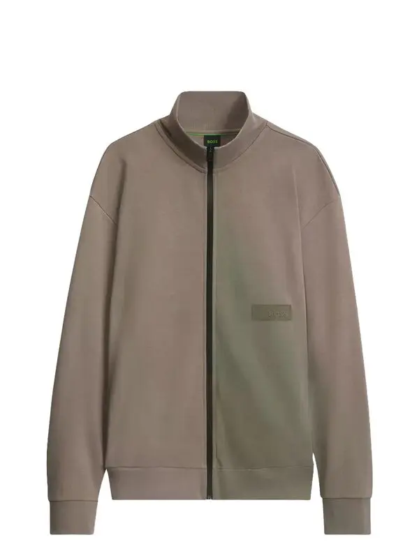 BOSS Logo-patch Zip-up Sweatshirt - Brown