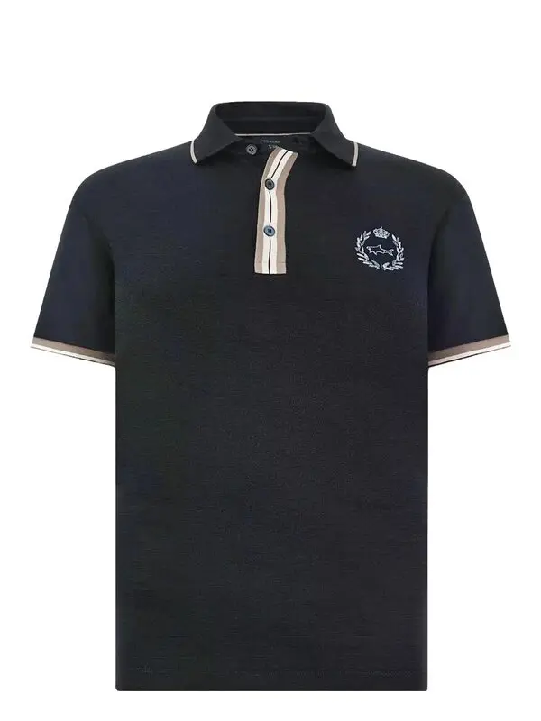 Paul & Shark X-soft Heraldic-embroidered Striped-trim Polo Shirt - Blue