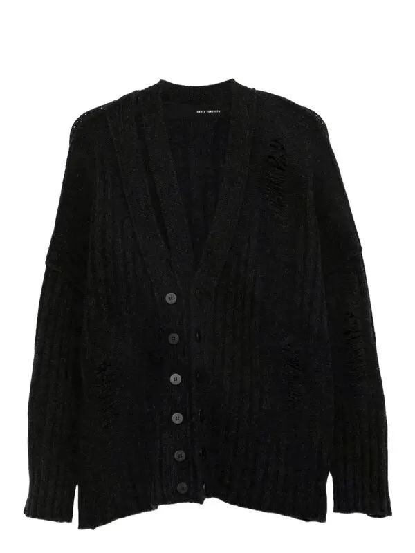 Isabel Benenato Distressed Double-breasted Cardigan - Grey