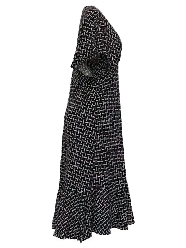 Diane Von Furstenberg Printed V-neck Dress - Black