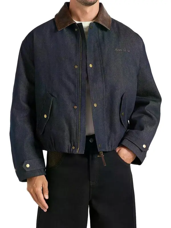 Manière De Voir Cameron Oversized Denim Bomber Jacket - Blue