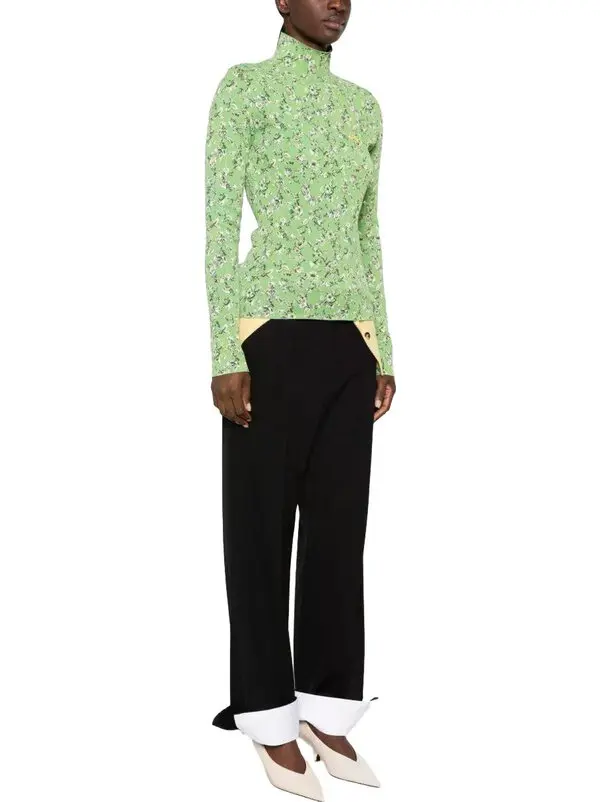 Loewe Floral-print High-neck Sweater - Green