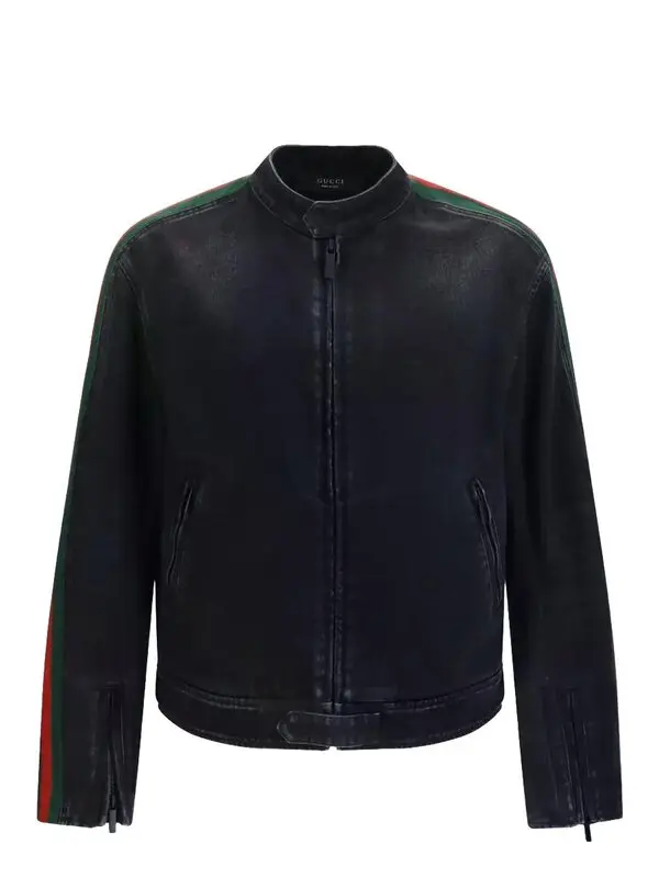Gucci Web-stripe Denim Jacket - Black