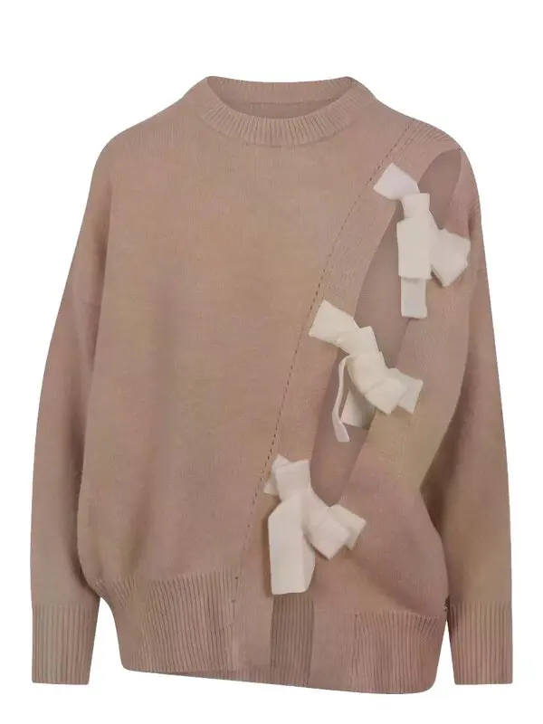 JOVONNA Brighton Bow-detail Cut-out Sweater - Neutrals