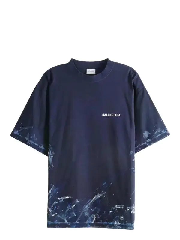 Balenciaga Painter's Logo-print T-shirt - Blue