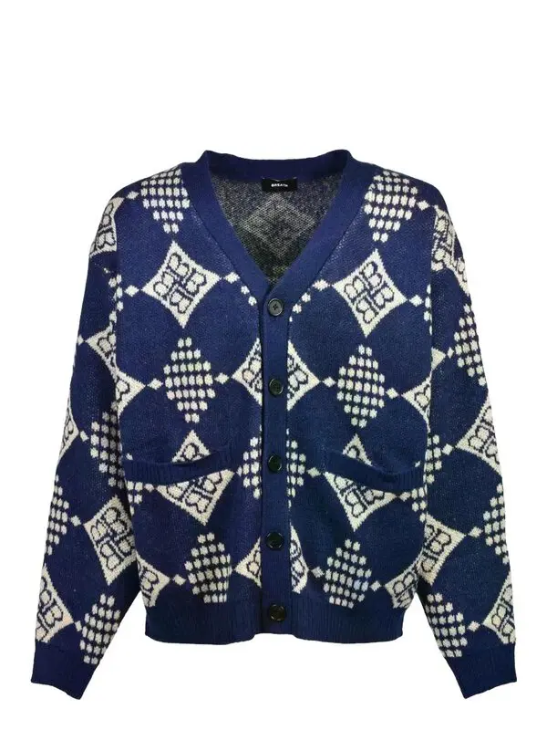 BREATH Diamond-knit Cardigan - Blue