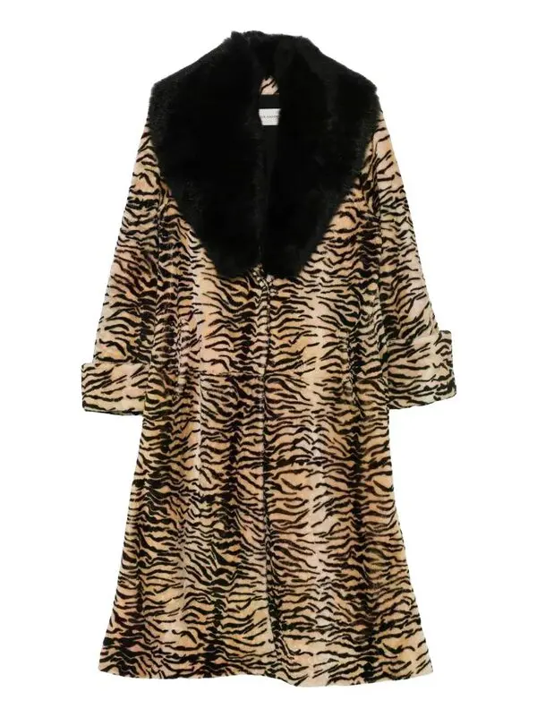 Nour Hammour Nina Tiger-print Shearling Coat - Neutrals