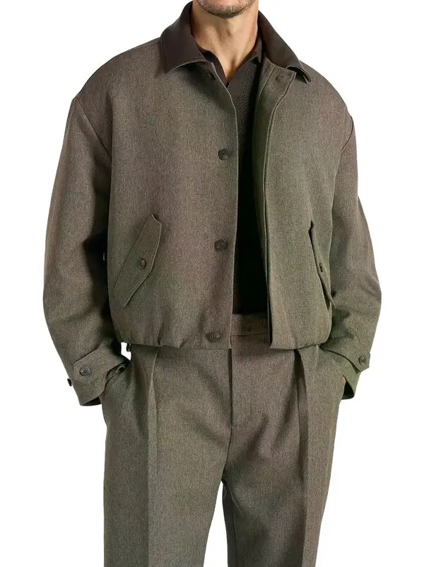 Manière De Voir Cameron Oversized Textured Tailored Bomber Jacket - Brown