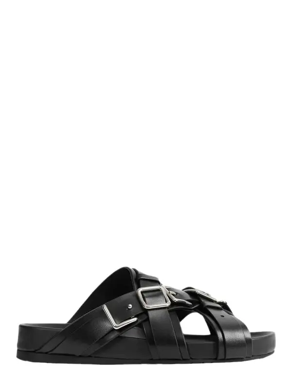 Loewe Type Buckle-fastening Leather Sandals - Black