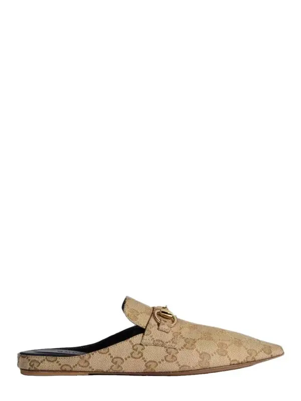 Gucci Ragazzo Horsebit Gg Supreme Mules - Neutrals