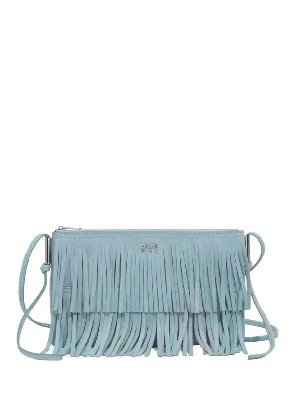 Bimba Y Lola Small Sky- Leather Fringed Clutch Bag - Blue