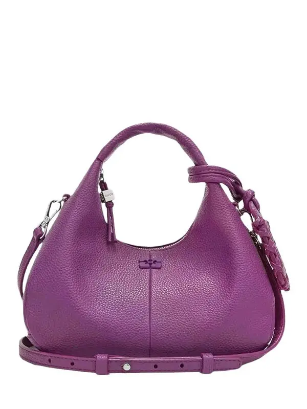 GANNI Mini Hobo Grained-leather Tote Bag - Purple