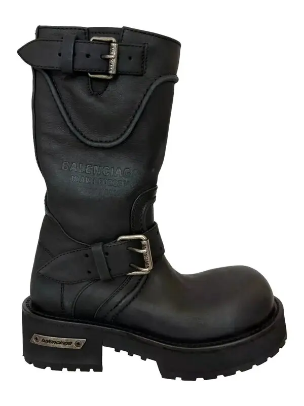 Balenciaga Buckle-fastening Leather Boots - Black
