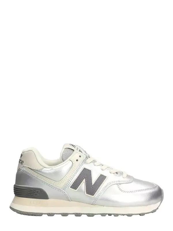 NEW BALANCE 574 Lace-up Leather Sneakers - Silver