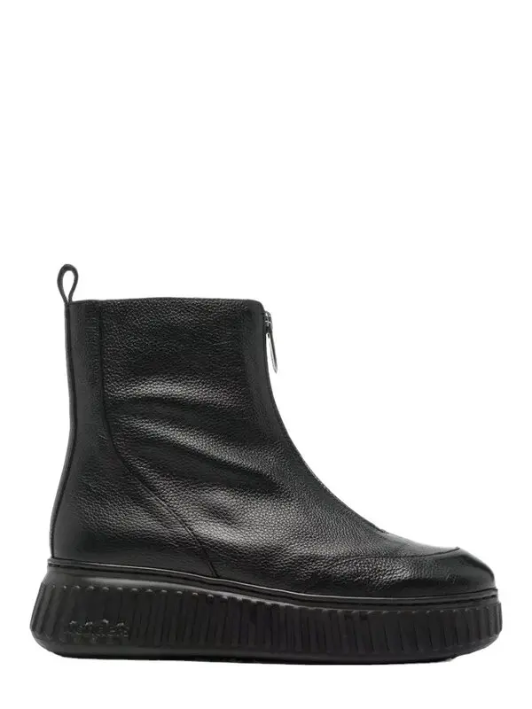 WONDERS Front-zip Grained-leather Boots - Black